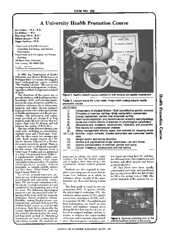 (PDF) A university health promotion course