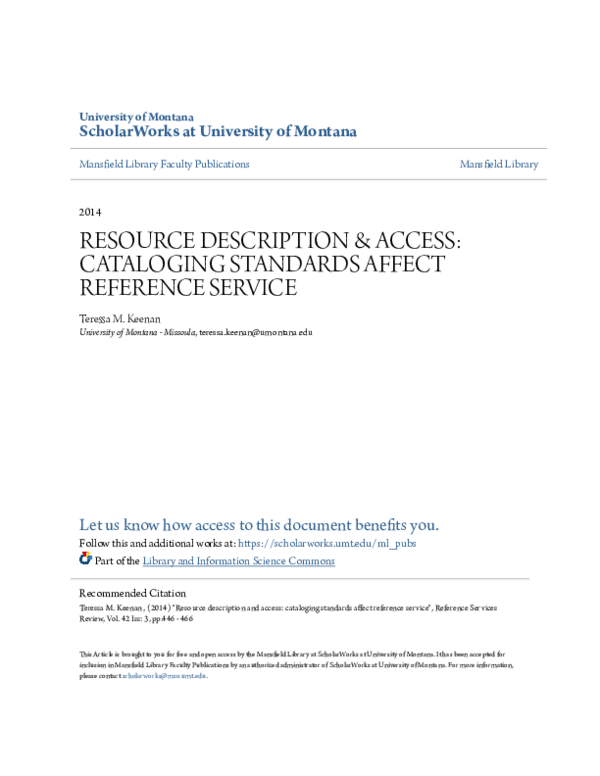 (PDF) Resource description and access