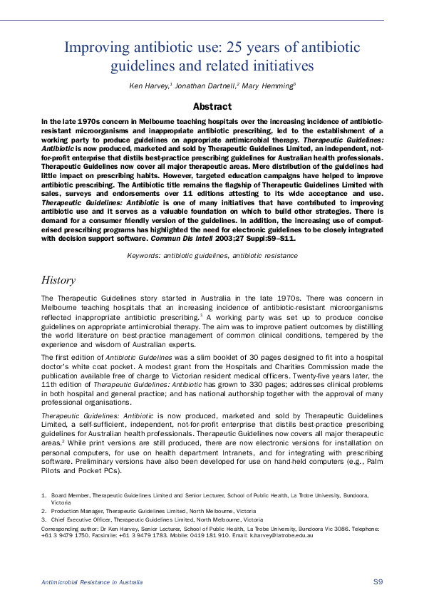 (PDF) Improving antibiotic use: 25 years of antibiotic guidelines and ...