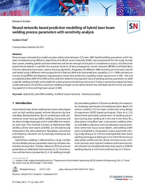 (PDF) Neural networks based prediction modelling of hybrid laser beam welding process parameters ...