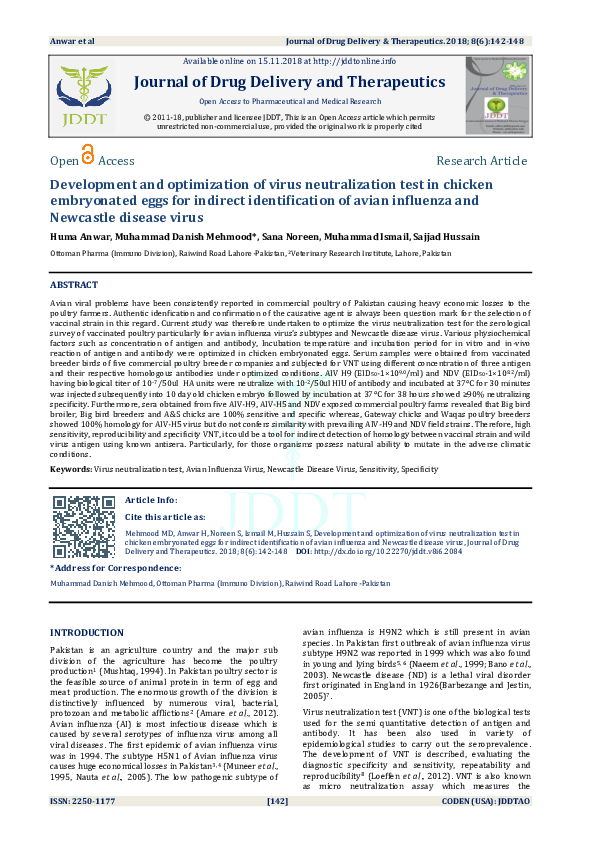(PDF) Development and optimization of virus neutralization test in ...