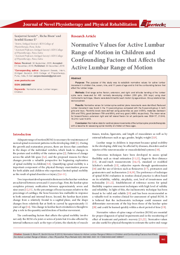 (PDF) Normative Values for Active Lumbar Range of Motion in Children ...
