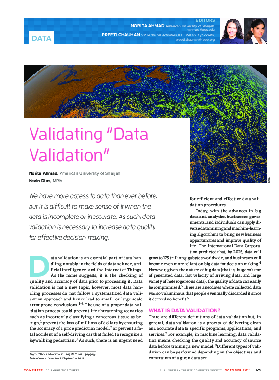 (PDF) Validating “Data Validation”