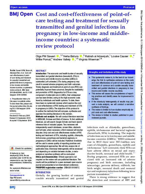 (PDF) Cost and cost-effectiveness of point-of-care testing and ...