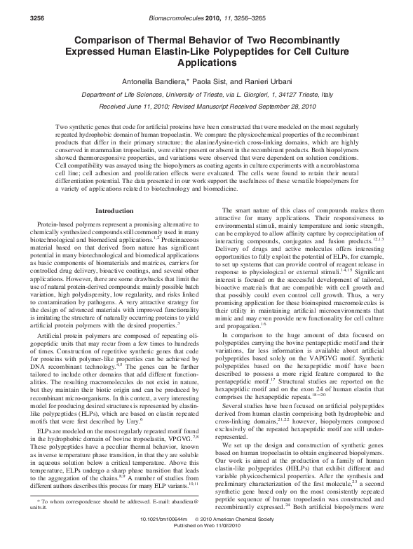 (PDF) Comparison of Thermal Behavior of Two Recombinantly Expressed ...
