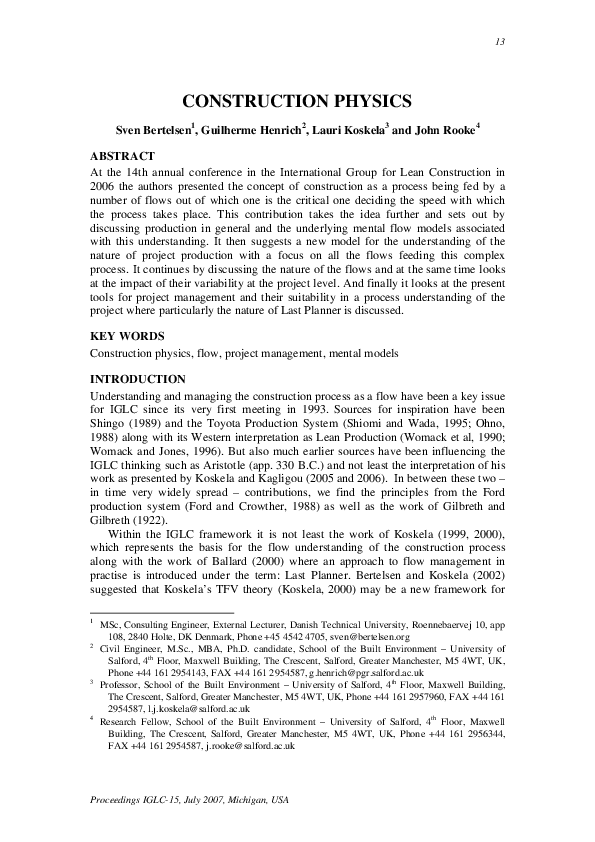 (PDF) Construction Physics