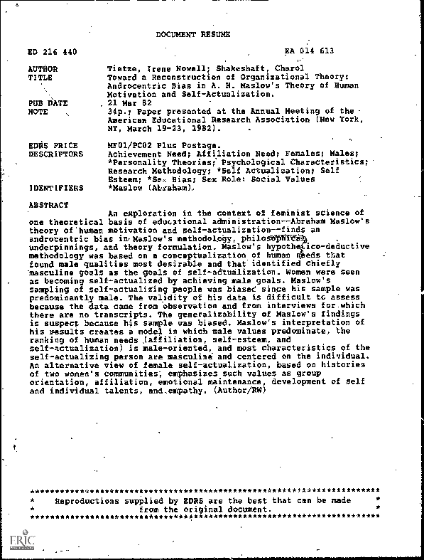 (PDF) Toward a Reconstruction of Organizational Theory: Androcentric ...