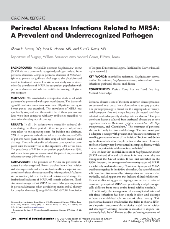 (PDF) Perirectal Abscess Infections Related to MRSA: A Prevalent and ...