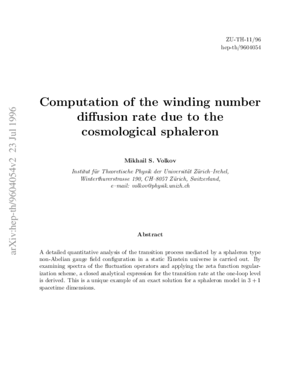 (PDF) Computation of the winding number diffusion rate due to the ...