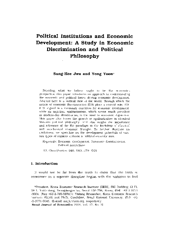 (PDF) Political Institutions and Economic Development