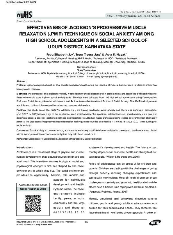 (PDF) Effectiveness of Jacobson's Progressive Muscle Relaxation (JPMR ...