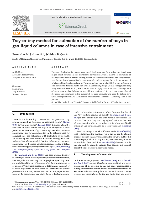 (PDF) Tray-to-tray method for estimation of the number of trays in gas ...