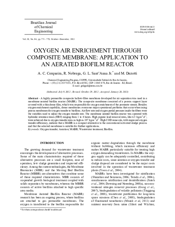 (PDF) Oxygen air enrichment through composite membrane: application to ...