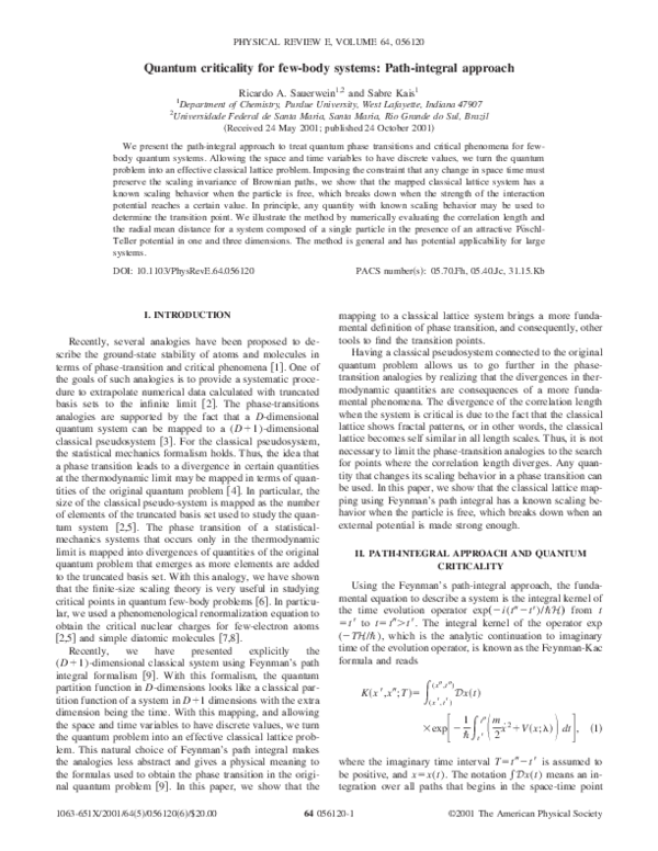 (PDF) Path-Integral Approach to Quantum Criticality