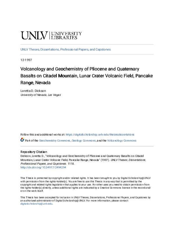 (PDF) Volcanology and Geochemistry of Pliocene and Quaternary Basalts ...