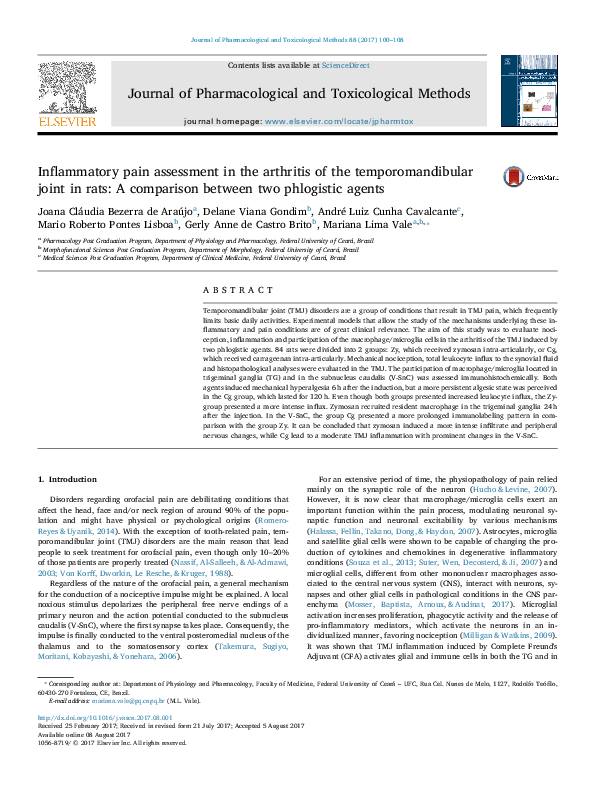 (PDF) Inflammatory pain assessment in the arthritis of the ...