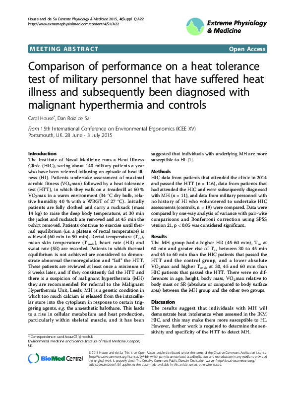 (PDF) Comparison of performance on a heat tolerance test of military ...