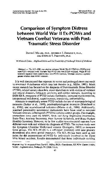 (PDF) Comparison of symptom distress between World War II ex-POWs and ...