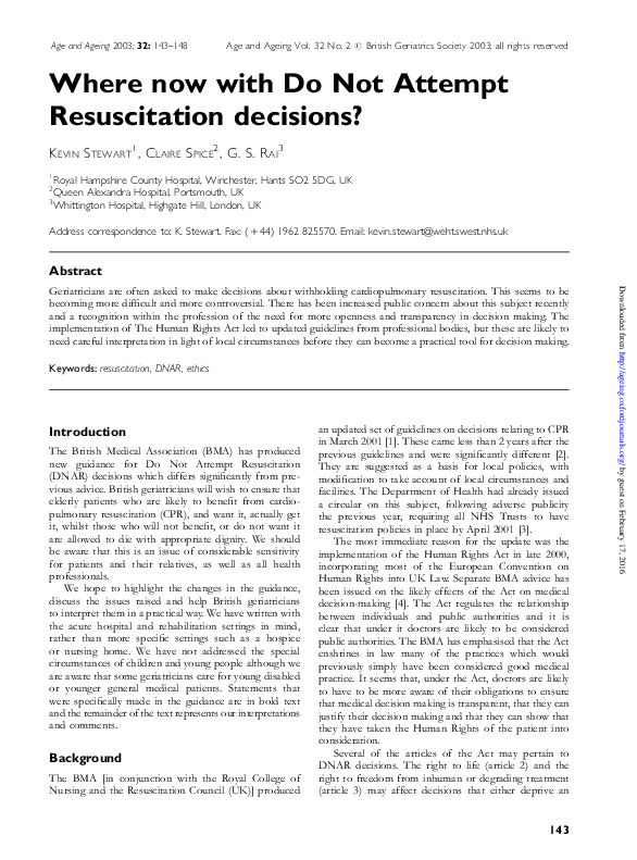 (PDF) Where now with Do Not Attempt Resuscitation decisions?