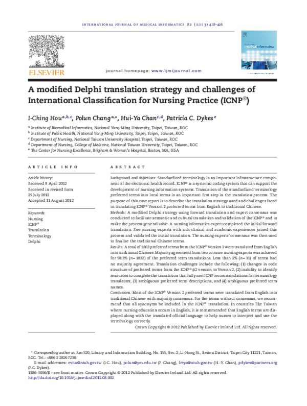 (PDF) A modified Delphi translation strategy and challenges of ...