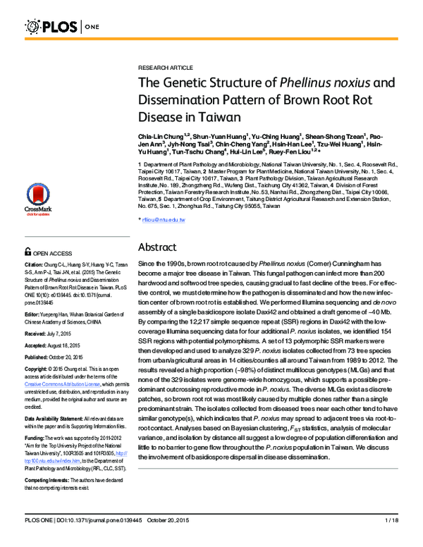 (PDF) The Genetic Structure of Phellinus noxius and Dissemination ...