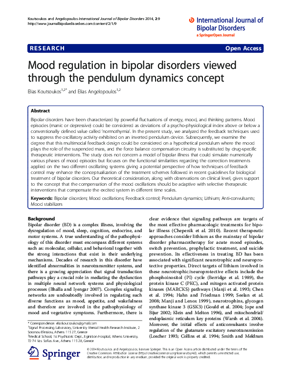 (PDF) Mood regulation in bipolar disorders viewed through the pendulum ...