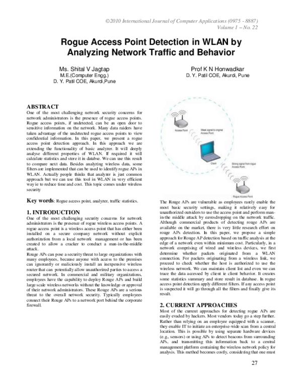 (PDF) Rogue Access Point Detection in WLAN by Analyzing Network Traffic ...