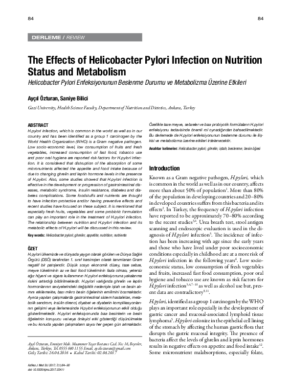 (PDF) The effects of helicobacter pylori infection on nutrition status ...