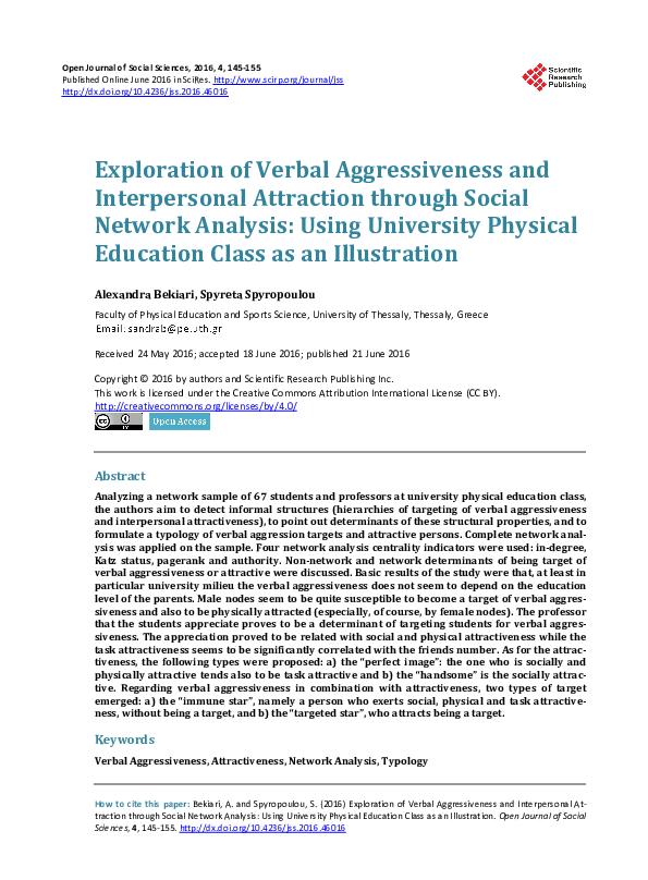 (PDF) Exploration of Verbal Aggressiveness and Interpersonal Attraction through Social Network ...