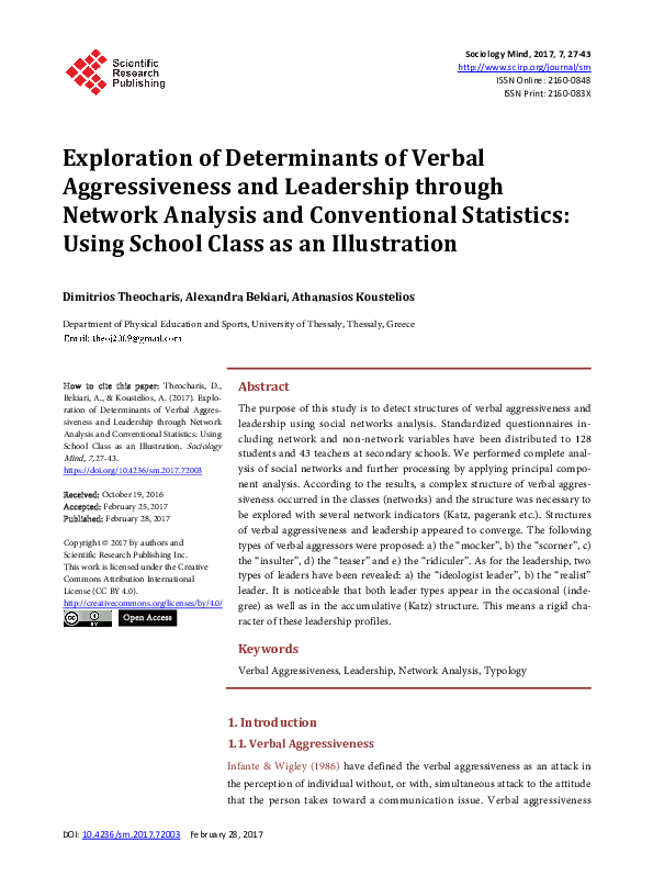 (PDF) Exploration of Determinants of Verbal Aggressiveness and ...