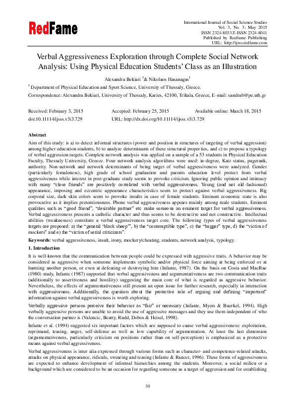 (PDF) Verbal Aggressiveness Exploration through Complete Social Network ...