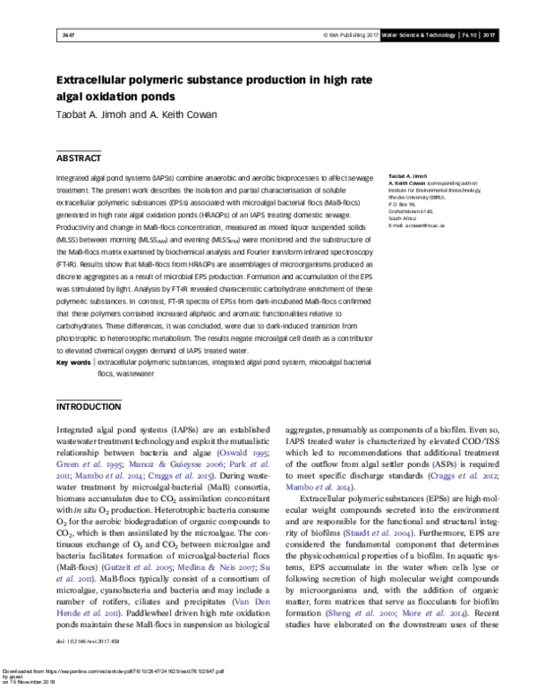 (PDF) Extracellular Polymeric Substance Production and Aggregated Bacteria Colonization ...