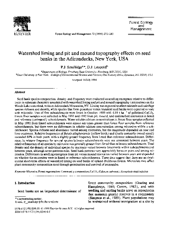 (PDF) Watershed liming and pit and mound topography effects on seed ...