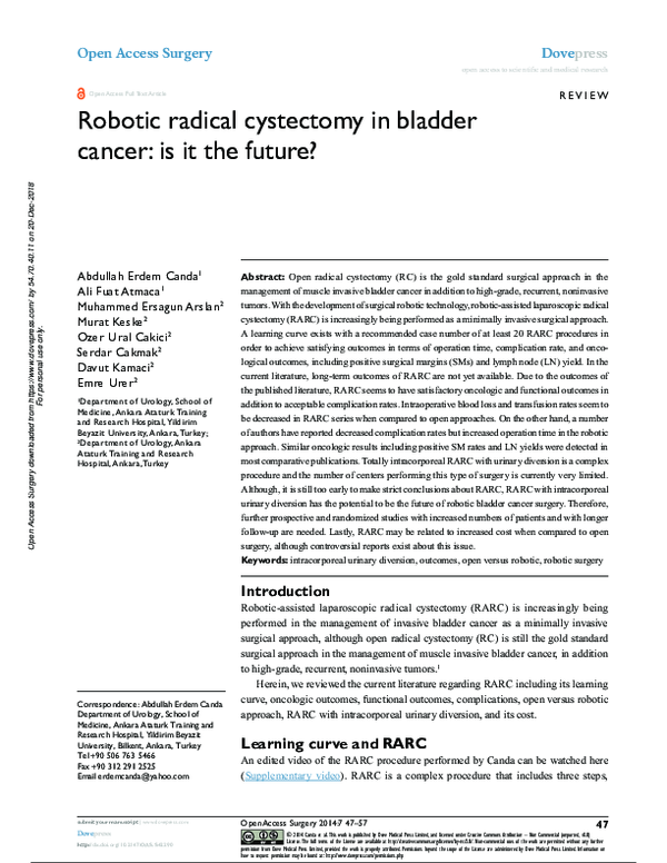 (PDF) Robotic radical cystectomy in bladder cancer: is it the future?