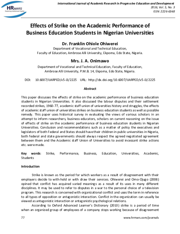 (PDF) Effects of Strike on the Academic Performance of Business ...