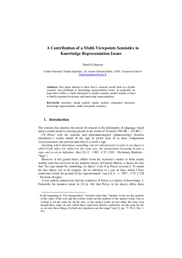 (PDF) A Contribution of a Multi-Viewpoints Semiotics to Knowledge Representation Issues