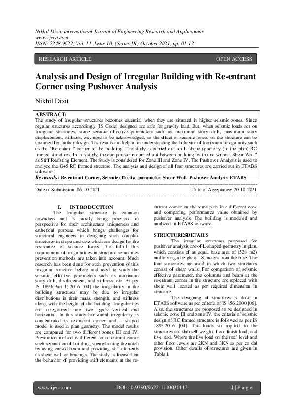 (PDF) Analysis and Design of Irregular Building with Re-entrant Corner ...