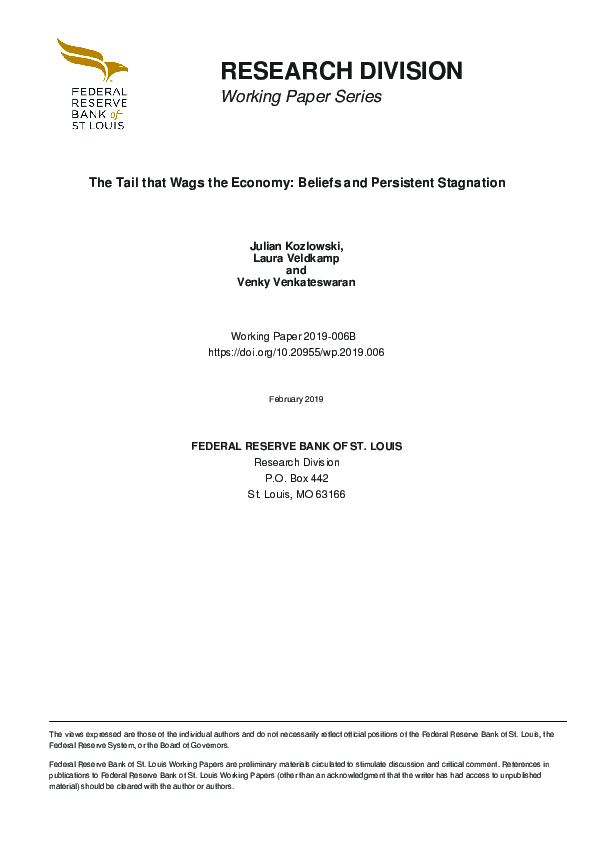 (PDF) The Tail that Wags the Economy: Beliefs and Persistent Stagnation ...