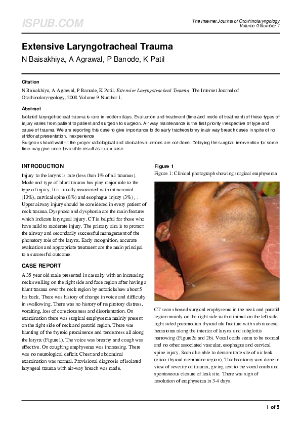 (PDF) Extensive Laryngotracheal Trauma