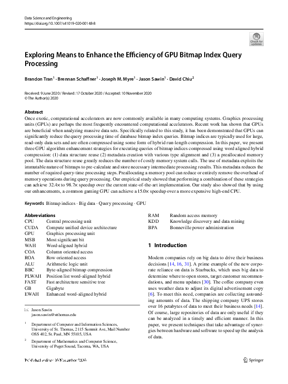 (PDF) Exploring Means to Enhance the Efficiency of GPU Bitmap Index Query Processing