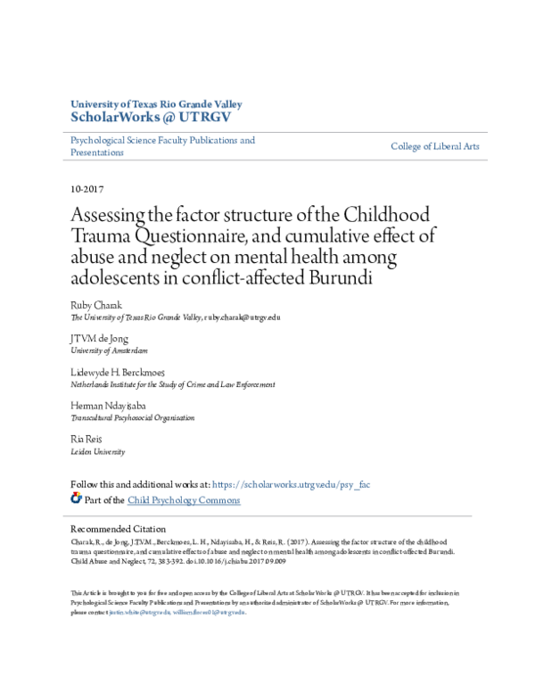 (PDF) Assessing the factor structure of the Childhood Trauma ...