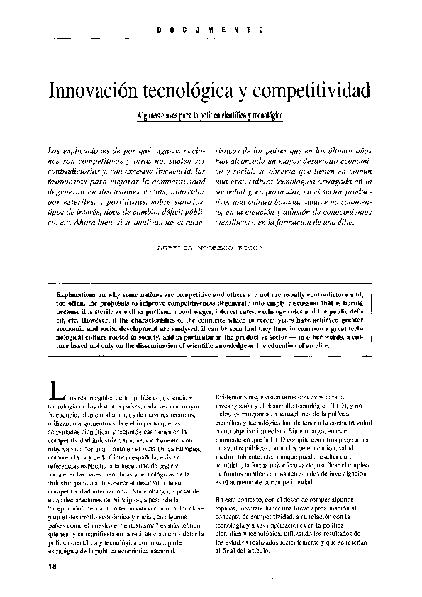 (PDF) Innovaci n tecnol gica y competitividad