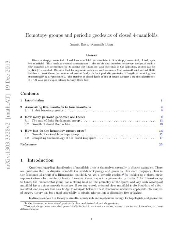 (PDF) Homotopy groups and periodic geodesics of closed 4-manifolds