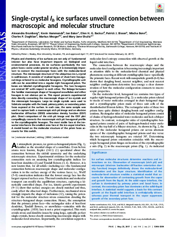 (PDF) Single-crystal Ih ice surfaces unveil connection between ...