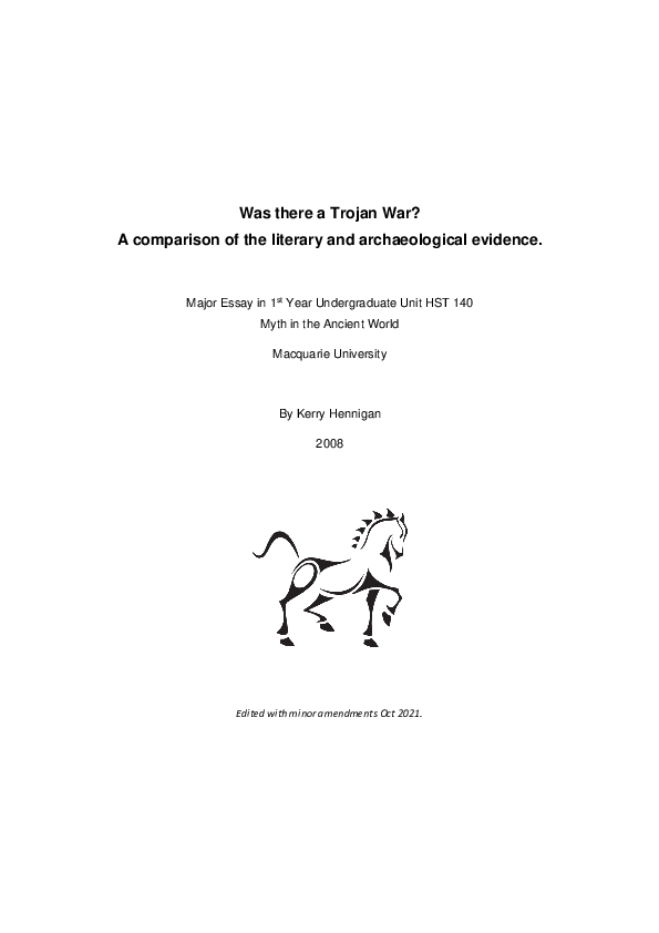 (PDF) Was there a Trojan War. A comparison of the literary and ...