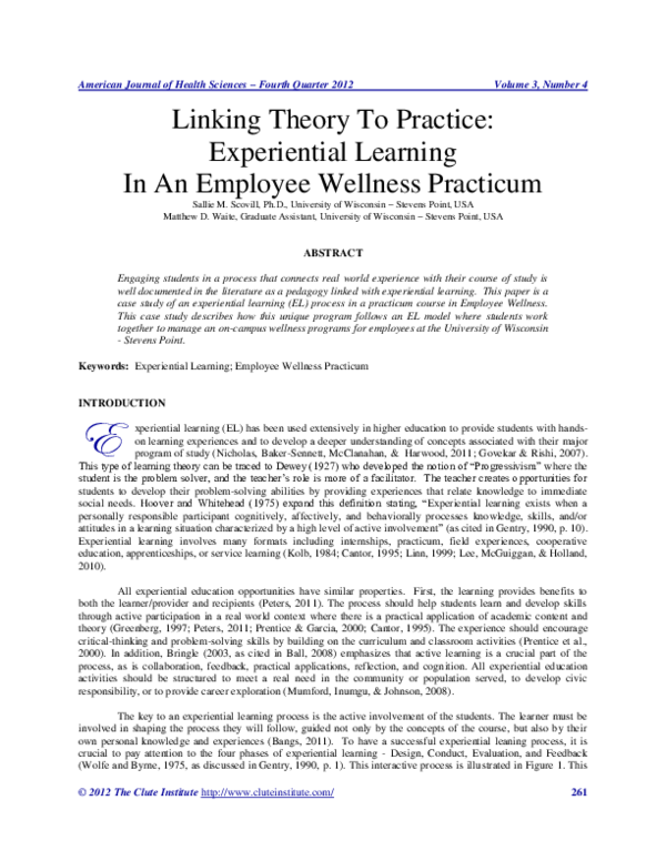 (PDF) Linking Theory To Practice: Experiential Learning In An Employee ...