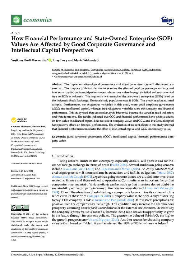 (PDF) How Financial Performance and State-Owned Enterprise (SOE) Values Are Affected by Good ...