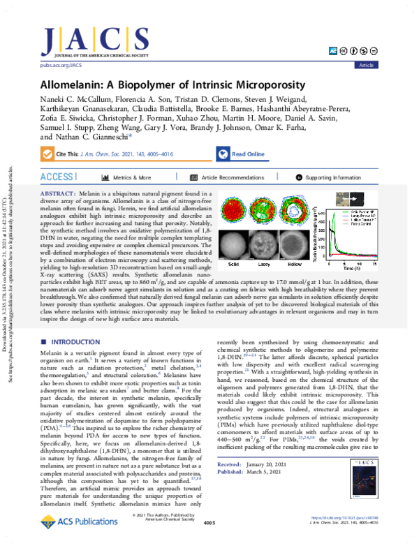 (PDF) Allomelanin: A Biopolymer of Intrinsic Microporosity