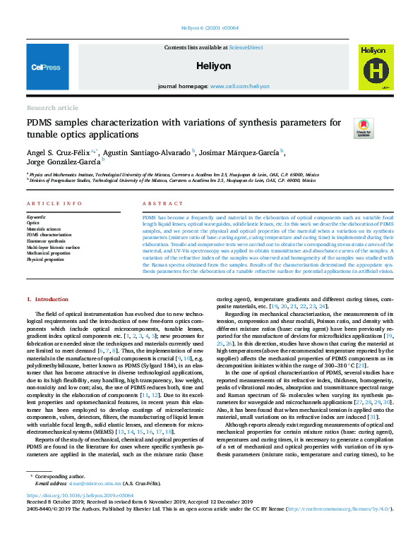 (PDF) PDMS samples characterization with variations of synthesis ...