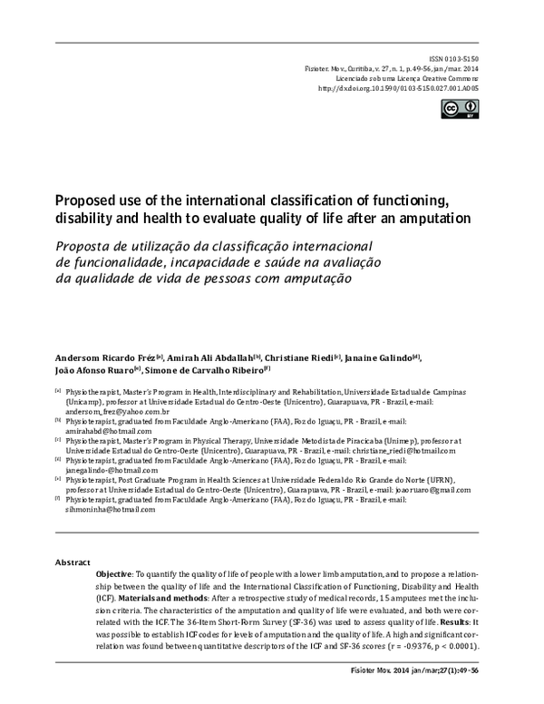 (PDF) Proposed use of the international classification of functioning ...